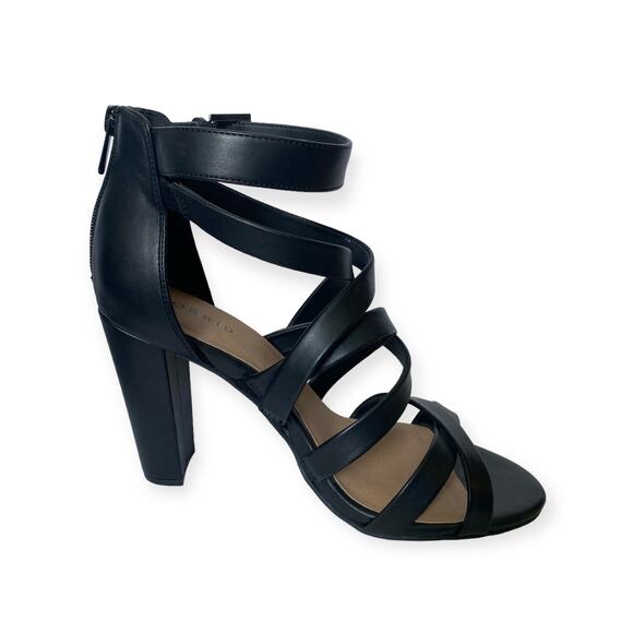 torrid | Shoes | Torrid Black Strappy 4inch Taper Heels Womens Size W ...